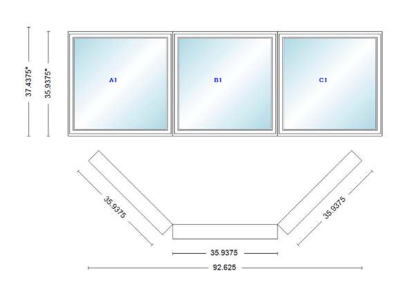 Andersen 400 Series Casement Bay Window Left-Stationary-Right 92 5/8 ...