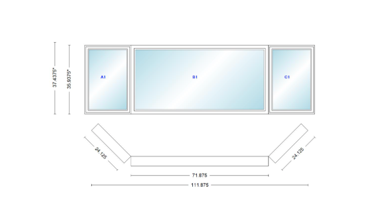 Andersen 400 Series Casement Bay Window Left-Stationary-Right 111 7/8 ...