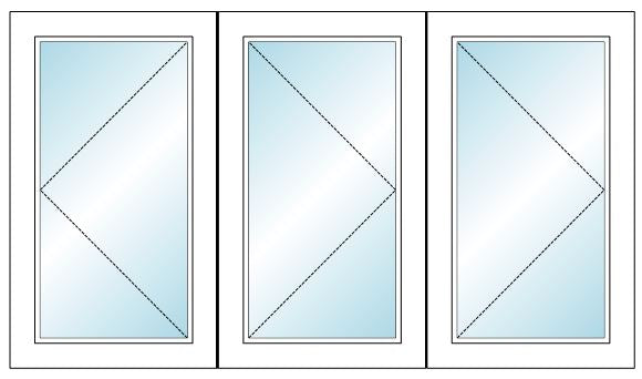 MI WINDOWS V3000 Series 9770 Venting Triple Casement 61" Wide New Cons ...