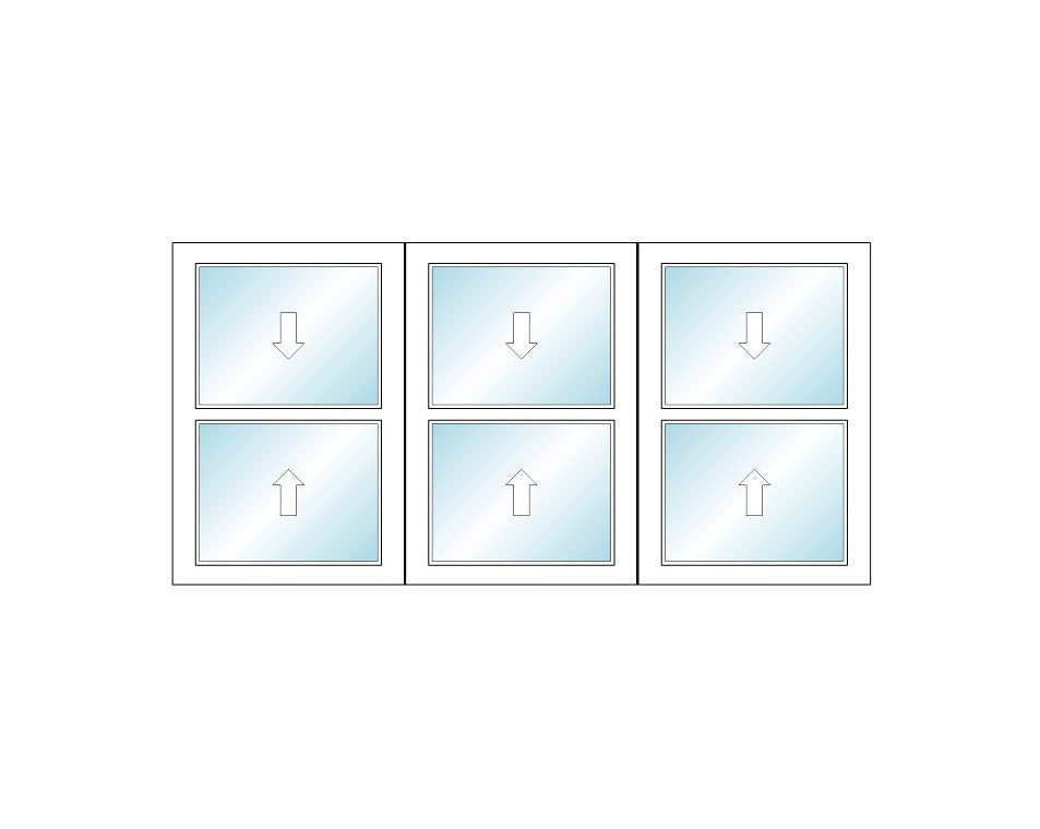 MI WINDOWS 1556 Triple Double Hung 107.5" Wide New Construction Vinyl ...