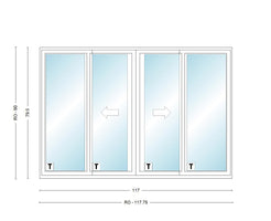 ANDERSEN NLGD10068-4 200 Series Narroline 117" X 79-1/2" Sliding/Glidi ...