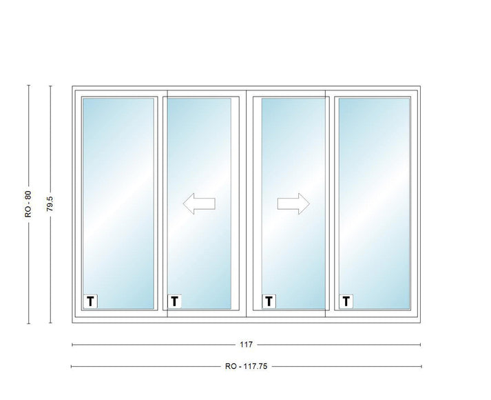 ANDERSEN NLGD10068-4 200 Series Narroline 117" X 79-1/2" Sliding/Glidi ...