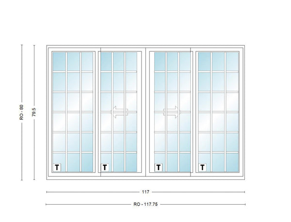 ANDERSEN NLGD10068-4 200 Series Narroline 117" X 79-1/2" Sliding/Glidi ...