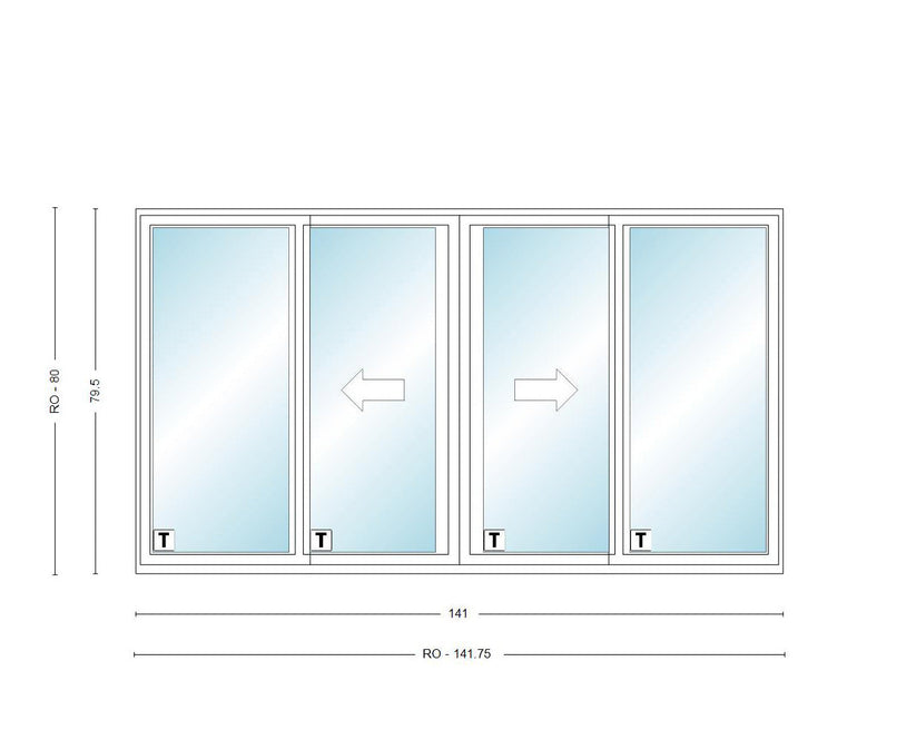 ANDERSEN NLGD12068-4 200 Series Narroline 141" X 79-1/2" Sliding/Glidi ...