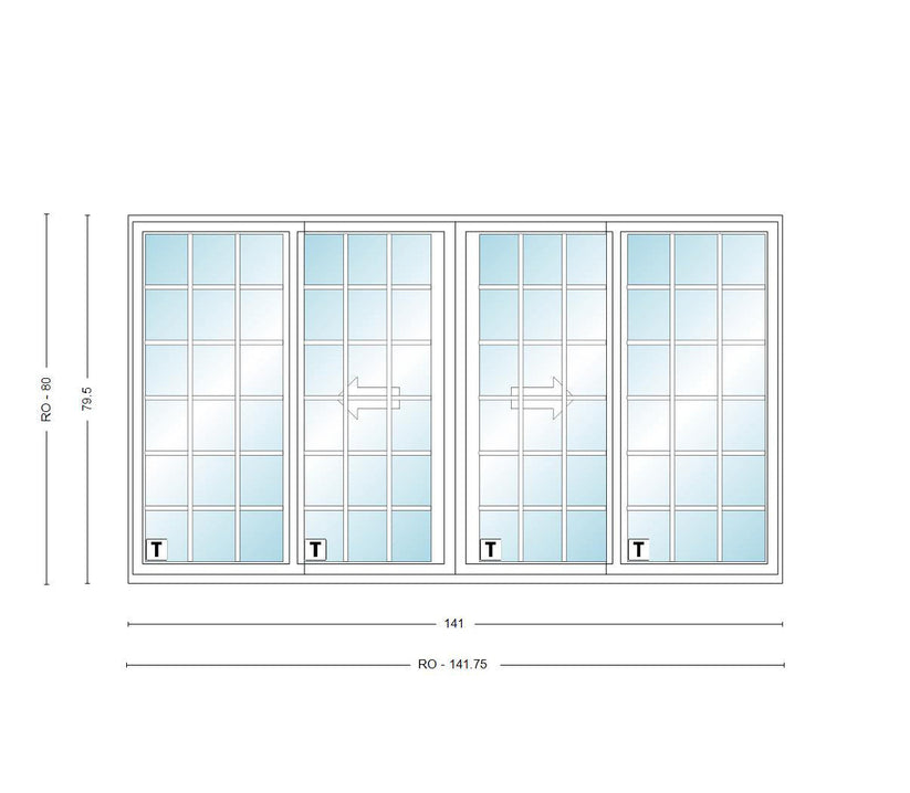 ANDERSEN NLGD12068-4 200 Series Narroline 141" X 79-1/2" Sliding/Glidi ...