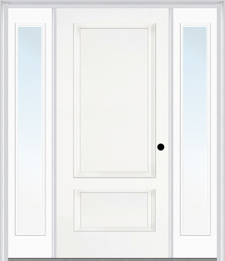 MMI 2 Panel 3'0" X 6'8" Fiberglass Smooth Exterior Prehung Door With 2 ...
