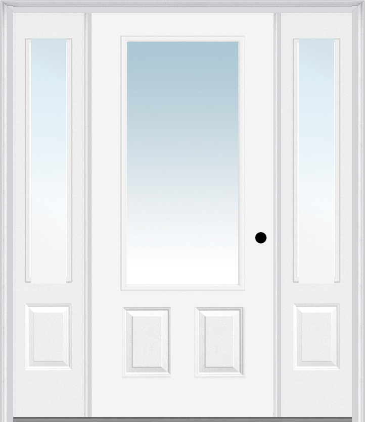 MMI 3/4 Lite 2 Panel 3'0" X 6'8" Fiberglass Smooth Exterior Prehung Do ...