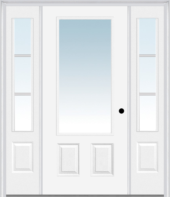 MMI 3/4 Lite 2 Panel 3'0" X 6'8" Fiberglass Smooth Exterior Prehung Do ...
