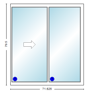 MI V2000 Series 6'0" X 6'8" Vinyl Sliding/Gliding Clear Low-E Argon Te ...