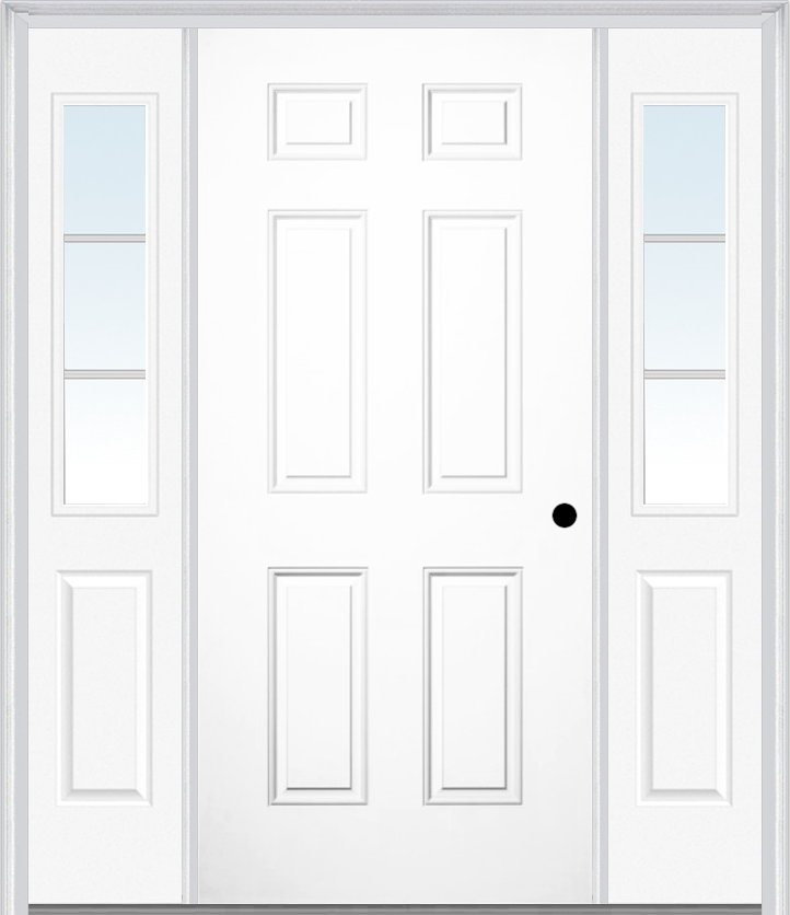 MMI 6 Panel 3'0" X 6'8" Fiberglass Smooth Exterior Prehung Door With 2 ...