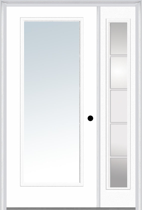 MMI Full Lite 3'0" X 6'8" Fiberglass Smooth Exterior Prehung Door With ...